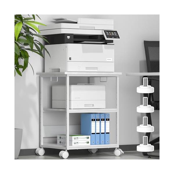 ホワイト/A3レザープリンター対応/LQ-DYJ・Color:ホワイト・?総耐荷重90Kg・プリンター台幅60×奥行50cmの広い天板と太めのスチールフレームの組み合わせで、インクジェット複合機、レザープリンタ、オーディオなど重いものを載せ...