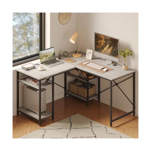 ?代ライトグレー/幅120cm/Bestier・Size:幅120cmColor:ライトグレー・商品仕様パソコンデスクとしてはもちろん、ゲーミングデスクとしても使用できるおしゃれなL字デスク。本体サイズ：幅120×奥行48×高さ74cm。本...