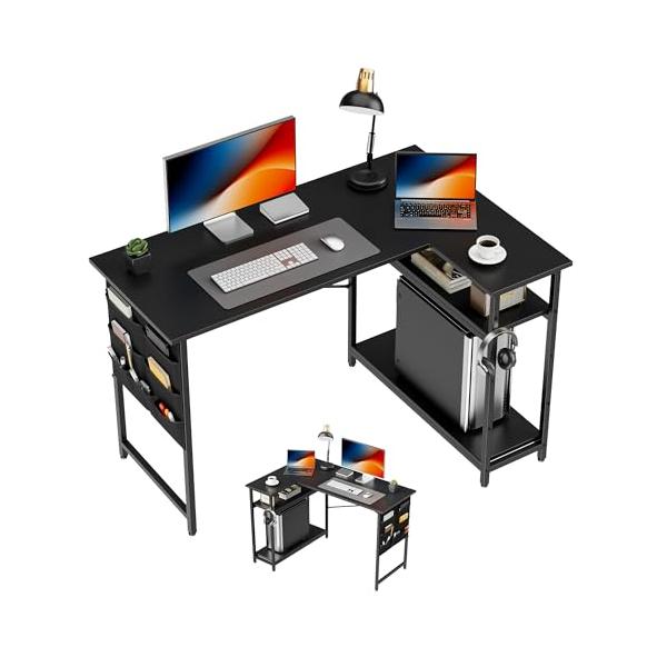 オフィススタイルブラック/幅107*奥行80*高さ74cm/J-OD22-0067A-1100・Color:ブラックStyle:オフィススタイル・パッケージ個数:1・ゲームと仕事両立Alebert L字デスクは実用性が高く、ゲームプレイ、在...