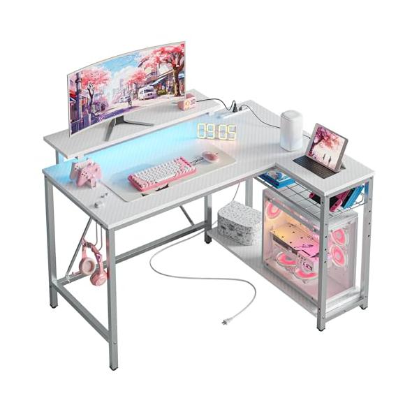 モダンホワイト/幅107cm・コンセント付き/Bestier・Color:ホワイトSize:幅107cm・コンセント付き・再進化Type-Cを搭載したデスクが新登場Bestierの最新のL字デスクは、従来のコンセント付きデスクを全面的に更新...