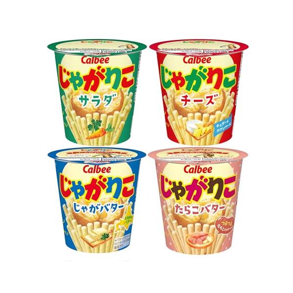 PatternName:じゃがりこアソートセット・独自の製法で“はじめカリッとあとからサクサク”の心地よい食感が楽しめる、じゃがりこの4種アソートです。・サラダ・チーズ・じゃがバター・たらこバターが各3個、計12個入っています。・毎日のおや...