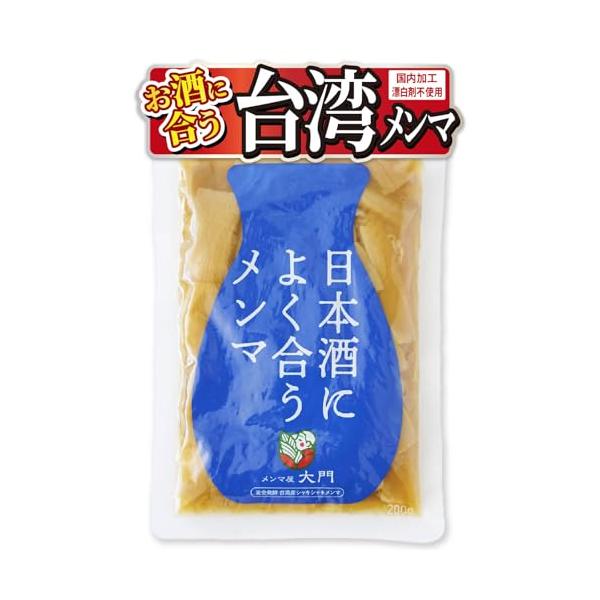 「メンマ屋大門 おつまみ  によく合う メンマ 200g 味付け 極太 肉厚 完全発酵原料 漂白剤不使用 国内加工 (日本酒に合うメンマ)」▼4974770011442▼（商品説明）FlavorName:日本酒に合うメンマ・パッケージ個数:...