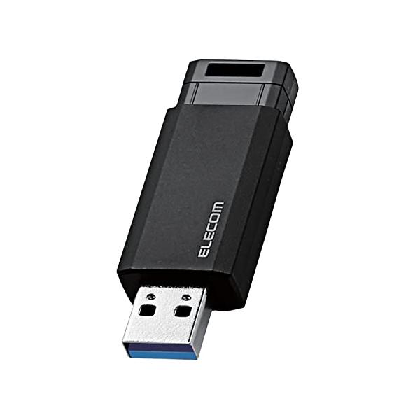 「エレコム USBメモリ 128GB USB3.2(Gen1)対応 ノック式 ブラック MF-PKU3128GBK/E」▼4549550237383▼（商品説明）ノック式ブラック/128GB/MF-PKU3128GBK/E・Style:ノッ...