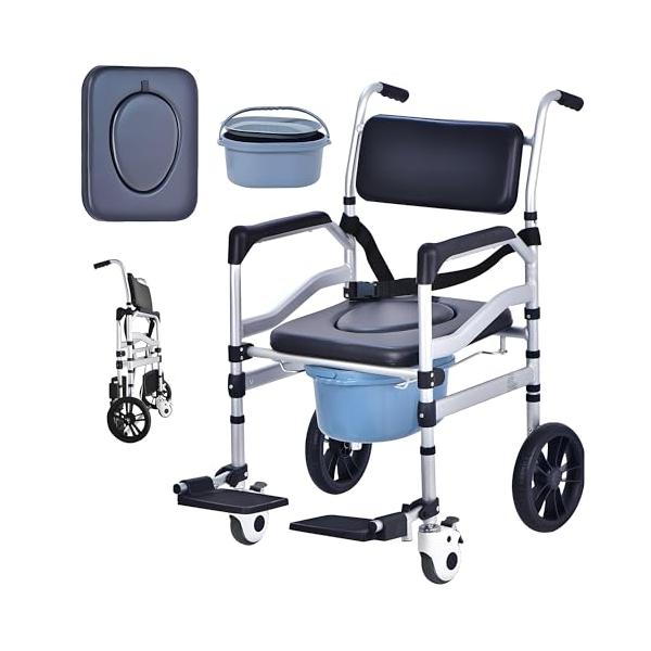 標準O型シート-ブラック-10inch/-/-・Color:O型シート-ブラック-10inch・移動式トイレ：シャワー用車椅子。着脱式シート。姿勢保持リクライニングタイプ＆シートが取り外しできるタイプ。背中からお尻にかけて洗いやすいウェーブ...