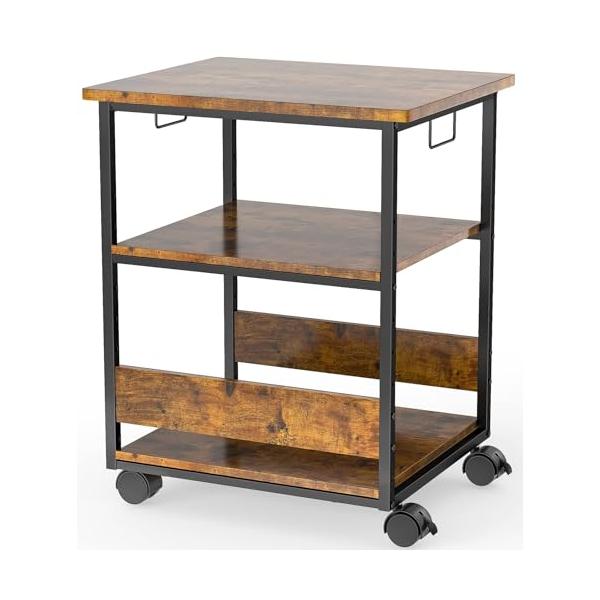 ビンテージ/A3レザープリンター対応/LQ-DYJ・Color:ビンテージ・?総耐荷重90Kg・プリンター台 幅60×奥行50cmの広い天板と太めのスチールフレームの組み合わせで、インクジェット複合機、レザープリンタ、オーディオなど重いもの...