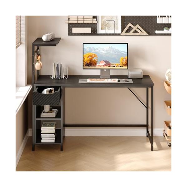 モダンブラック/幅123cm、引き出し付き/Bestier・Color:ブラックSize:幅123cm、引き出し付き・シンプルでも収納力が満載幅約123×奥行約50cmの広々としたサイズで、マルチタスク作業がはかどります。デスクの下には木製...