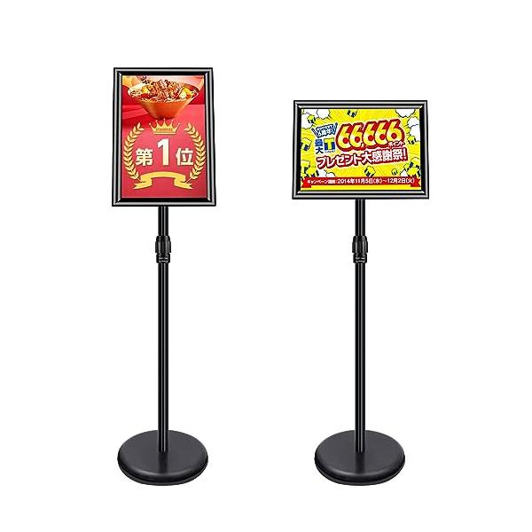 ブラック/A4/-・Color:ブラックSize:A4・立て看板の高さ調整可能STANDNEE立て看板棒のアップグレードは長くなり、普通の看板の高さより高くなり、異なる場所の需要に適応できる。A 3看板高さ範囲：115-147 cm、A 4...