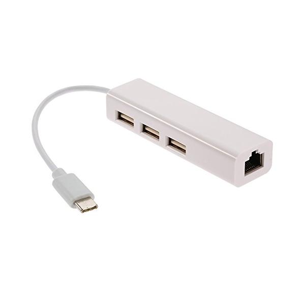 「CY USB 3.1 Type C USB-C 複数の3ポートハブ イーサネットネットワークLANアダプター付き」▼702380047797▼（商品説明）・ケーブル。  FBA-U3-239-WH・USB 3.1 Type C USB-C...