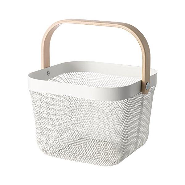 「【IKEA/イケア】RISATORP バスケット 合金鋼 ホワイト」▼▼（商品説明）・透明  ・・Color:ホワイト・長さ:25cm高さ:18cm幅:26cm・素材: 合金鋼; アクリル; 金属・パッケージ重量: 0.57 kg・形: ...