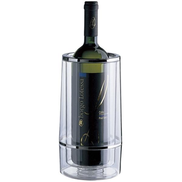 空気を利用して保冷する、水も氷も要らないシンプルでスマートなクーラー。保冷効果抜群の二重構造です。シャンパンボトルにもご利用頂けます。/素材：アクリル、アルミ本体サイズ : 最大径115x232梱包サイズ : 130x130x240梱包形態...