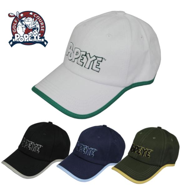 ポパイ　キャップPECP-1774コットン100％で快適ボディーにポパイのロゴ立体刺繍がインパクトのあるデザインですカラー：ホワイト、ブラック、ネイビー、グリーン