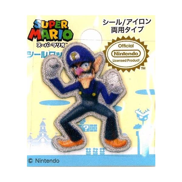 ◇ キャラクター シール（ 刺しゅう ） ワッペン スーパーマリオ （ ワルイージ ) （ 大きさ　約4×3ｃｍ １枚入り )ap-ing-mrs-038＜アイデア次第で色々使えます！＞キャラクターのワッペンやネームテープを製品に張り付けて...