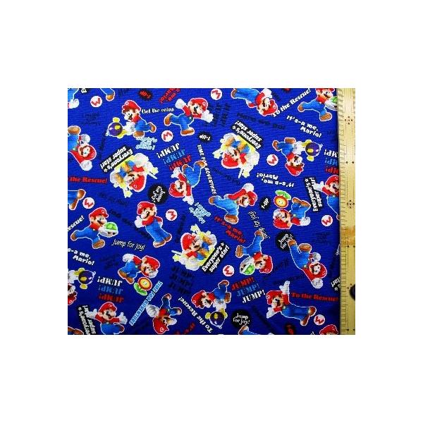 キャラクター 生地 布 スーパーマリオ（紺）柄番号２０（ 2018 - 2019 ) G-9907-1a-kk-5466給食袋、体操服入れ、お弁当入れ、コップ袋、巾着袋、スマホケース、移動ポケット、ティシュケース入れ、ランチョンマット、スモ...