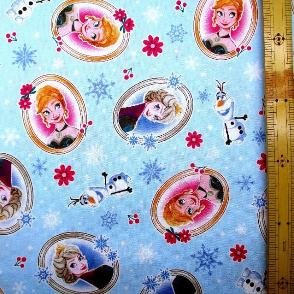 キャラクター 生地  布 アナと雪の女王 （ ブルー系 ) 柄番号25 （ 2026 ) クラフトシリーズ オックス （ 綿100％ ) 生地幅−約108cm gr-1154-1a-kk-8180給食袋、体操服入れ、お弁当入れ、コップ袋、巾...