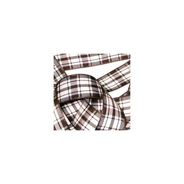 チェック リボン（２４ミリ幅）茶 切り売り KN-2410-3-24↓▼▽重要▽▼↓　スマホでご覧のお客様へ　↓▽▼↓▽▼↓詳細につきましては、下記の ”商品情報をもっと見る” をクリックしてください。↓