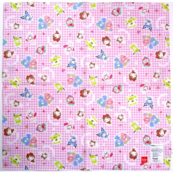 ◇ キャラクター ランチクロス サンリオ キャラクターズ （ チェック ピンク系 ) サイズ（ 約43×43ｃｍ 綿100％ ）サンリオ キティ マイメロ キキララ  nap-bnb-56326ランチ（給食）ナフキンはもちろんの事、お弁当包...