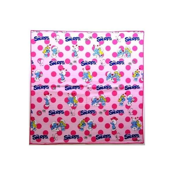 キャラクター ランチクロス　＜在庫処分のため訳ありお買い得品＞スマーフ（ドット・ピンク） np-fst-sumahu-dot ランチ（給食）ナフキンはもちろんの事、お弁当包みにもなります。（ キャラクター ランチクロス ランチョンマット 給...