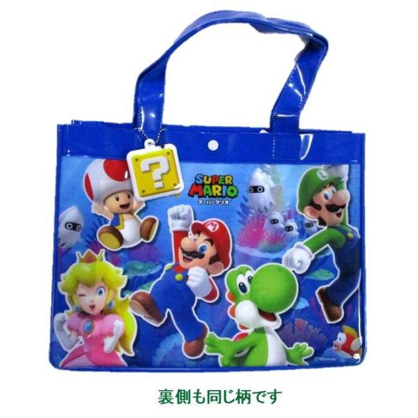 ◇ キャラクター ビニールバッグ ( プールバッグ ) トート スーパーマリオ （ 青系 ) （ サイズ　約27×35×10ｃｍ ) pub-fst-133051-24-005サイズがありますのでよくお確かめください。（ ビニールバッグ プ...