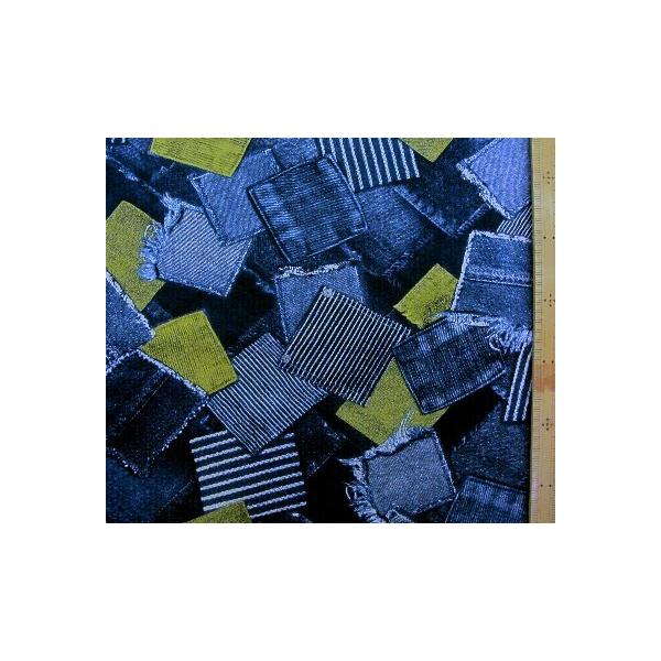 リップル生地 （ サッカー生地 )  デニム ポケット（ 紺×イエロー ) リップル（綿100％） 生地幅−約108cm リップル生地は3ｍのみメール便可能です。R-SWA-1005-4A-r-2078リップル生地　ー　生地を部分的に強く縮...