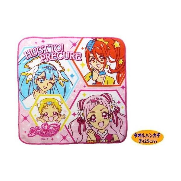 キャラクター ・ タオルハンカチＨＵＧっと！プリキュア（25ｃｍ角）六角・ピンク/ふち濃ピンク to-fst-0220-02 サイズがありますのでよくお確かめください。（ キャラクター タオル ハンカチ タオルハンカチ ミニタオル ループタ...
