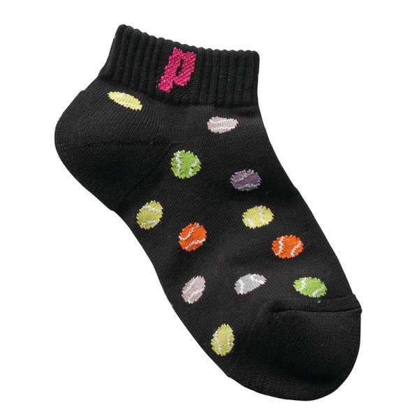 カラフルなテニスボールデザインのソックス対象：レディース素材：綿  ポリエステル生産国：日本製カラー：(165)BLK
