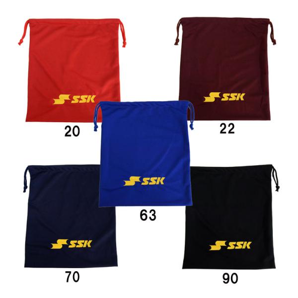 SSK 刺繍入りグラブ袋■素材:ポリエステル■カラー:(20)レッド(22)エンジ(63)Dブルー(70)ネイビー(90)ブラック■生産国：中国製