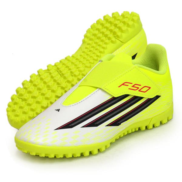 adidas F50 CLUB VEL TF J1.シューレースレスの面ファスナー式クロージャー  好みの調節が可能な面ファスナー式クロージャーがフィット感とホールド感を高める 2. テクスチャードシンセティックアッパー テクニカルな美観、...