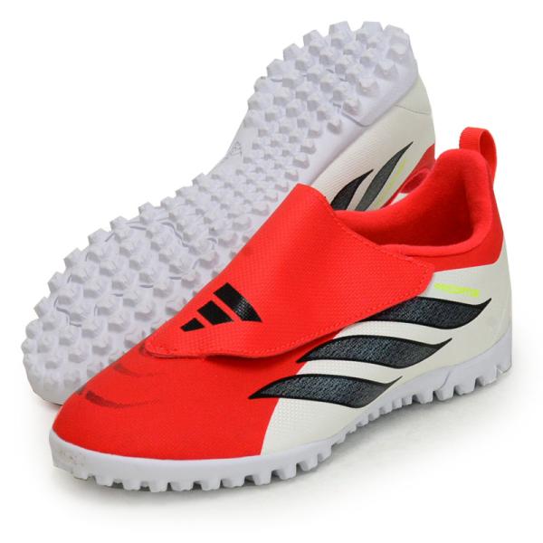 adidas PREDATOR CLUB VEL TF J  柔らかなテクスチャアッパーが小さな足にぴったりフィットし、ピッチでもしっかりとしたグリップ力を発揮する。面ファスナータイプのクロージャーが調整も簡単で、サイドラインで時間をロスし...