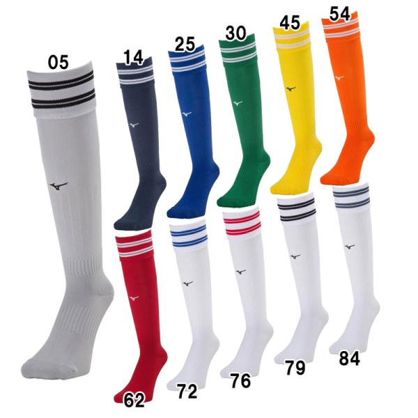 ミズノ サッカーストッキング ラインソックス(ユニセックス) 刺繍ロゴが前1か所に入ったライン入りサッカーストッキング。豊富なサイズレンジとカラーバリエーションを備えた、ベーシックなストッキングです。■サイズ：21〜23cm、23〜25cm...