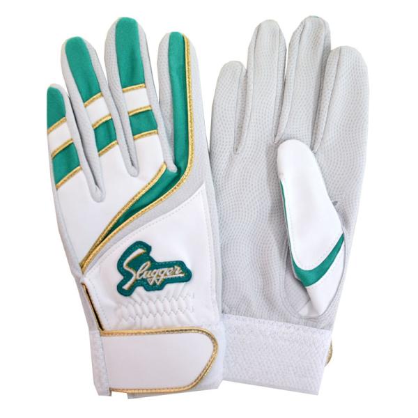 SLUGGER バッティンググローブ (両手用)  久保田スラッガーのバッティング手袋！限定バッティング手袋■サイズ：23/24/25/26cm■カラー：ホワイト×エメラルド■生産国：日本