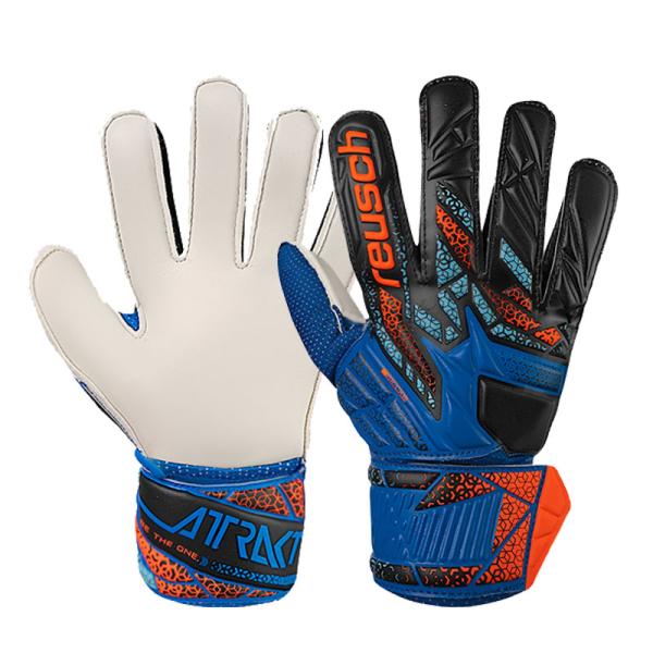 reusch アトラクト ソリッドジュニア■ボールとの接地面が大きく安定感がある。耐久性が高く全タイプのグランドに適している。■着脱しやすいスリットつき■サイズ:4・5・6・７■カラー：(4467)エレクトリックブルー/ショッキングオレンジ...