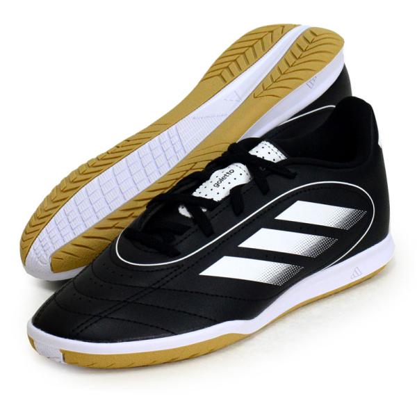 adidas GOLETTO IX IN J ゴレット1. 耐久性と柔軟性に優れたシンセティックレザーアッパーが足の形状に適応 2. パーフォレーションで通気性をプラス 3. フラットなインドアコート専用のノンマーキングラバーアウトソールに...