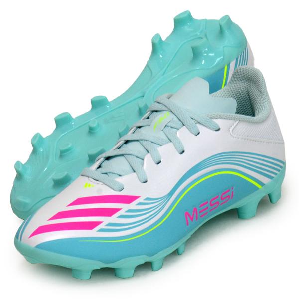 adidas F50 MESSI LEAGUE HG/AG JF50 MESSI LEAGUE マルチグラウンド用　サッカースパイク　キッズで、若いアスリートはチャンピオンの自信を感じることだろう。メッシがピッチで好んだ履き心地を目指して作...