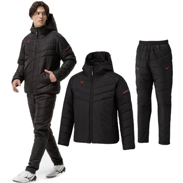 MIZUNO モレリア テックフィルブレスウォーマージャケット・パンツ ユニセックス保温素材／吸湿発熱ダウンよりも温かく、気候に左右されにくい保温力。洗濯できて膨らみもキープできる、テックフィルブレスサーモを採用。・ウォーマージャケット■素...