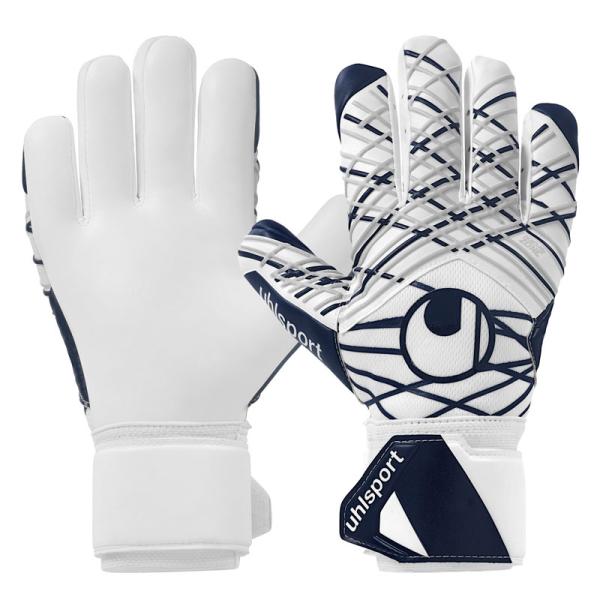 uhlsport スーパーソフト ハーフネガティブソフト感とグリップ力を重視したソフト系パームの最高級モデル。優れたグリップ力と柔軟性が堅実なキャッチングを支える。■リバウンドゾーン■親指：パームを内側に縫製しフィット感を向上■指股：PU＋...