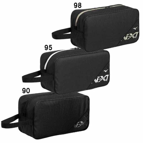 MIZUNO N-XTシューズケースN-XTロゴがポイント。29cmミッドカットシューズが収納可能。■素材:ポリエステル（裏加工PU）■サイズ:L33×W13×H18cm■カラー90：ブラック×ブラック95：ブラック×ホワイト98：ブラック...