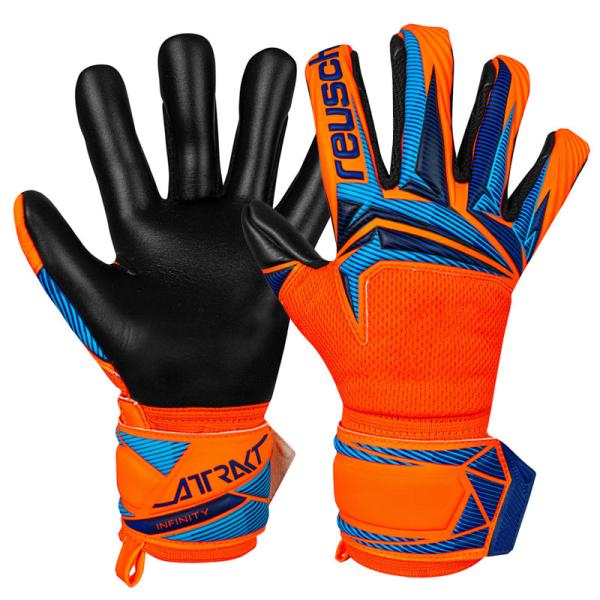 reusch アトラクト インフィニティ エボリューション NC ジュニア26年W杯モデルはグランドに映えるオレンジカラー高い耐摩耗性の耐久性強化パームを使用し、指周りは最もタイトなフィット感が得られるモデル■カラー：(2289)ショッキン...