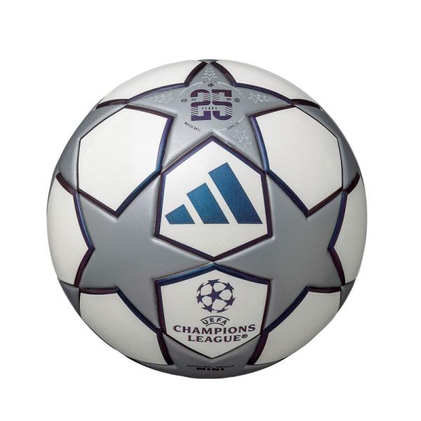adidas フィナーレ 25周年 ミニフィナーレの登場から25周年を記念して、UEFAチャンピオンズリーグ00-01シーズンのボールデザインからインスピレーションを受けたアニバーサリーモデル■人工皮革■直径約13cm（1号球程度）■ホワイ...