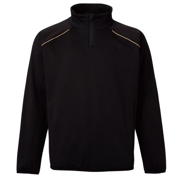 商品説明肌面フリースの衿付ハーフジップトップ ・表撥水・ストレッチ・保温・ロゴなし高校野球対応素材:ポリエステル100％原産国:Chinaカラー:(B)ブラック