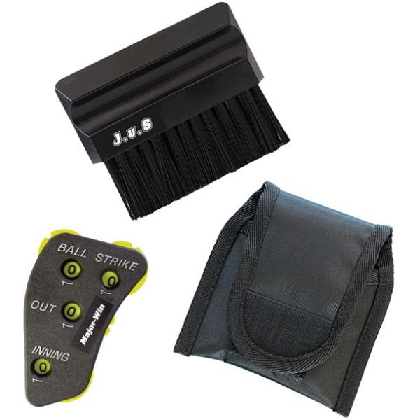 現役審判員のアドバイスを受けた塁審用_3_点セット。'セット内容：塁審用ブラシケース、塁審ブラシ、インジケーター【カラー】野球　審判用品　塁審用　３点セット