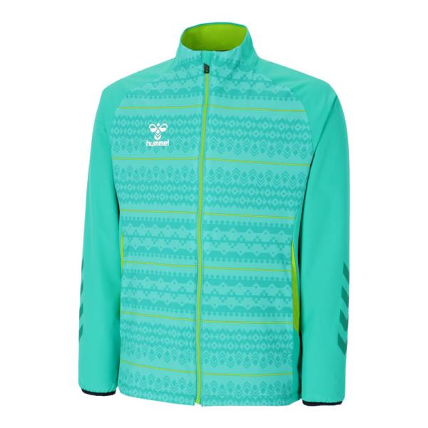 表地は伸縮性に優れたウーブン素材を使用し、裏地にはストレッチ性のある起毛素材を使用。 立体的なパターン設計で運動性能を追求した裏付きウーブンジャケット。 ヒュンメルのバンブルビーロゴの要素で構成されたノルディック柄を採用。 対象：メンズ・ユ...