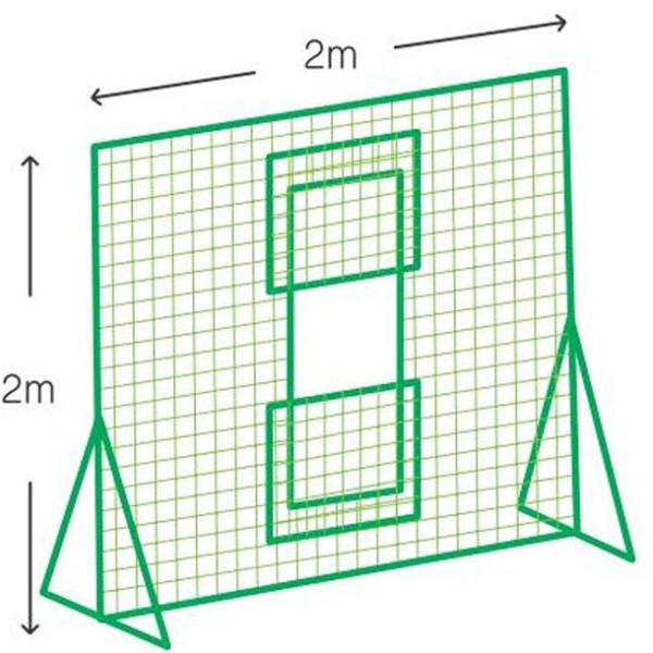 硬式・軟式兼用のマシーン前シングルネットです。（取付ロープ付）'材質：ポリエチレン４４０Ｔ／９０本サイズ：幅２ｍ×高２ｍ硬式・軟式兼用【カラー】マシーン前用シングルネット取替用（硬式・軟式兼用）