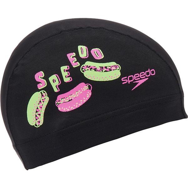 しっかりとした生地感の定番のメッシュキャップ。カラフルなホットドックが水映えする、ポップで楽しい柄です。スイムウエアと同柄にてコーディネートすることも可能です。頭にフィットする安心感のあるデザイン。日々のトレーニングの相棒にぜひ !素材：ナ...