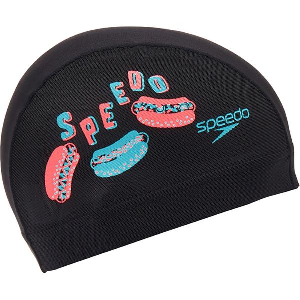 しっかりとした生地感の定番のメッシュキャップ。カラフルなホットドックが水映えする、ポップで楽しい柄です。スイムウエアと同柄にてコーディネートすることも可能です。頭にフィットする安心感のあるデザイン。日々のトレーニングの相棒にぜひ !素材：ナ...