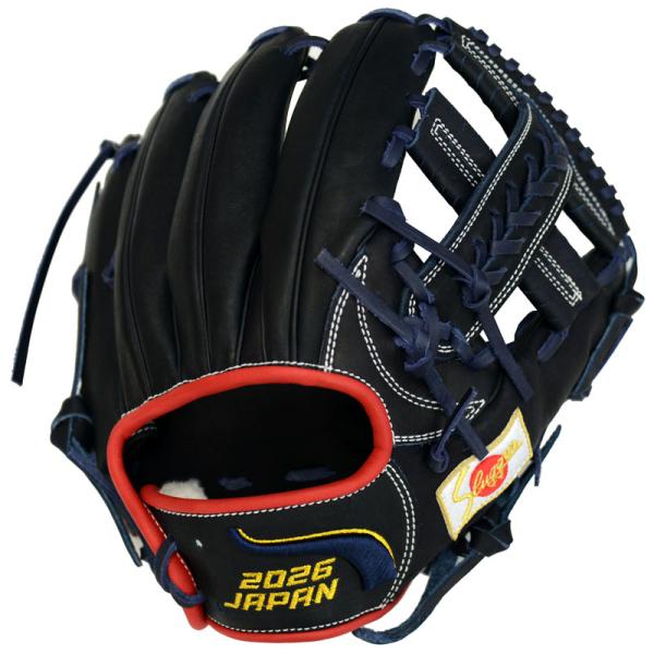 クボタスラッガー WBC特別限定 軟式グローブ  内野手用24MS型■2026年限定生産モデル■JAPAN仕様直刺ラベル■親指部：日の丸ラベル■カラー：KSブラック×レッド■セカンド・ショート・サード用■素材 ステアハイド(天然皮革)  　