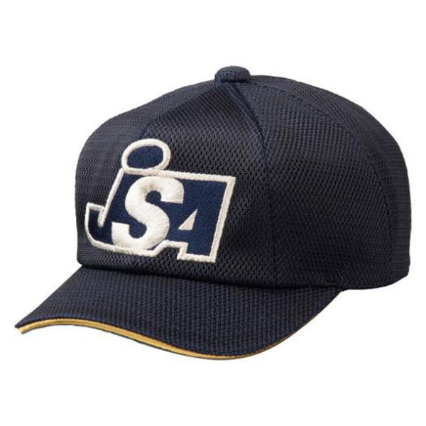 【サイズ】54〜62cm（1cmピッチ）【素材】ポリエステル100%【原産国】日本製、中国製【発売シーズン】2020年春夏■Wメッシュ■庇の長さ：5.5cm■庇裏：グレー、前立て付■JSAマーク入り'【カラー】14ネイビー×ゴールドサンド