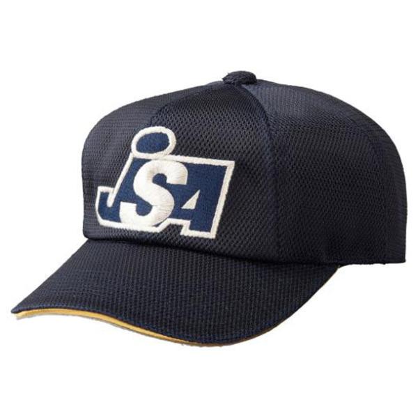 【サイズ】54〜62cm（1cmピッチ）【素材】ポリエステル100%【原産国】日本製、中国製【発売シーズン】2020年春夏■Wメッシュ■庇の長さ：7.7cm■庇裏：グレー、前立て付■JSAマーク入り'【カラー】14ネイビー×ゴールドサンド