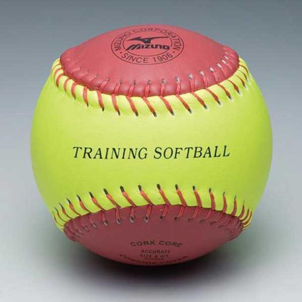 回転チェック用ソフトボールのトレーニングボールです。【カラー】 イエロー/レッド【素材】 合成皮革（ポリウレタン加工）【原産国】 中国製※質量は通常の3号革ボールと同じです。