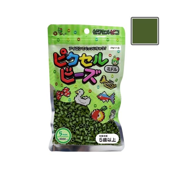 ■ 商品説明 ■ 種類：ピクセルビーズ （5mm） サイズ：直径 5mmカラー：アイビーグリーン数量：約 1,000粒RGB数値：R:74 G:94 B:45一般的な5mmサイズのビーズと互換性のあるハードタイプのビーズです。形状の変化が少...