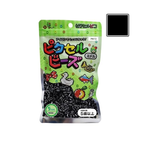 ■ 商品説明 ■ 種類：ピクセルビーズ （5mm） サイズ：直径 5mmカラー：ブラック数量：約 1,000粒RGB数値：R:0 G:0 B:0一般的な5mmサイズのビーズと互換性のあるハードタイプのビーズです。形状の変化が少ないため、立体...